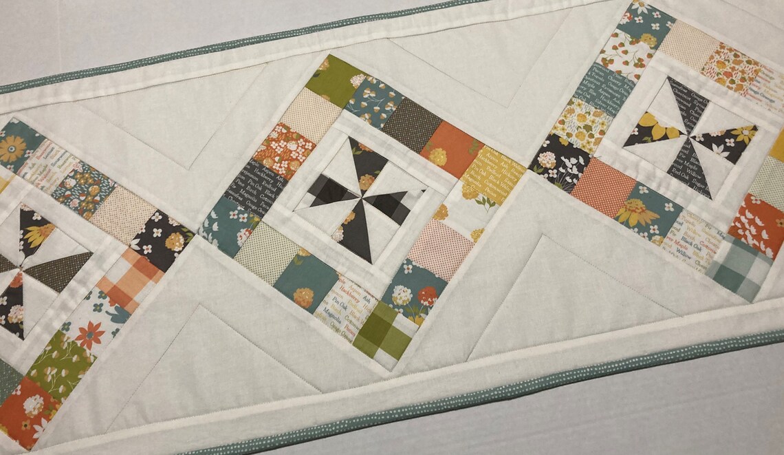 Quilted Table Runner Pinwheel Table Runner Patchwork Quilted | Etsy