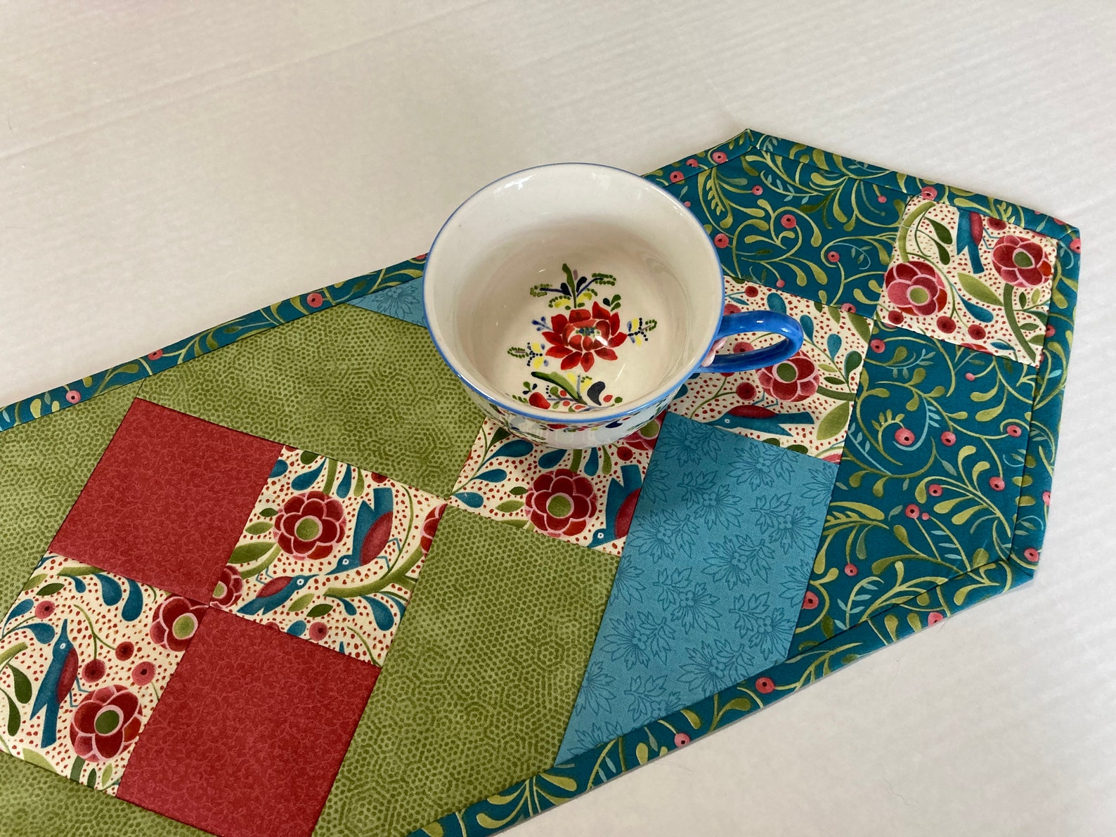 Contemporary Quilted Table Runner Jewel Tones Quilted Table - Etsy
