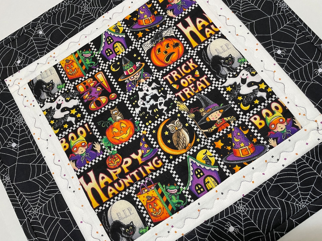 Quilted Halloween Table Topper, Happy Halloween Table Runner, Mary ...