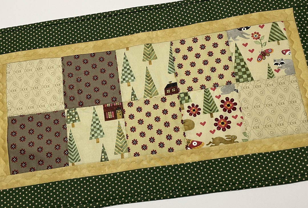 Country Quilted Table Runner, Primitive Quilted Table Runner, Fall ...