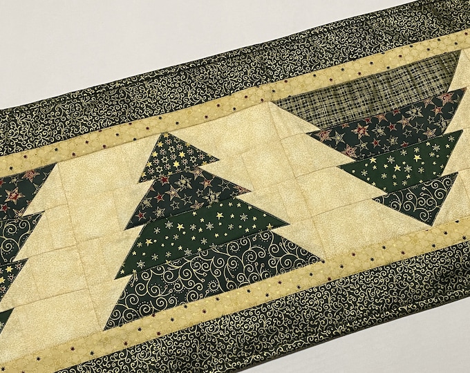 Christmas Trees Quilted Table Runner, Elegant Christmas Quilted Table ...