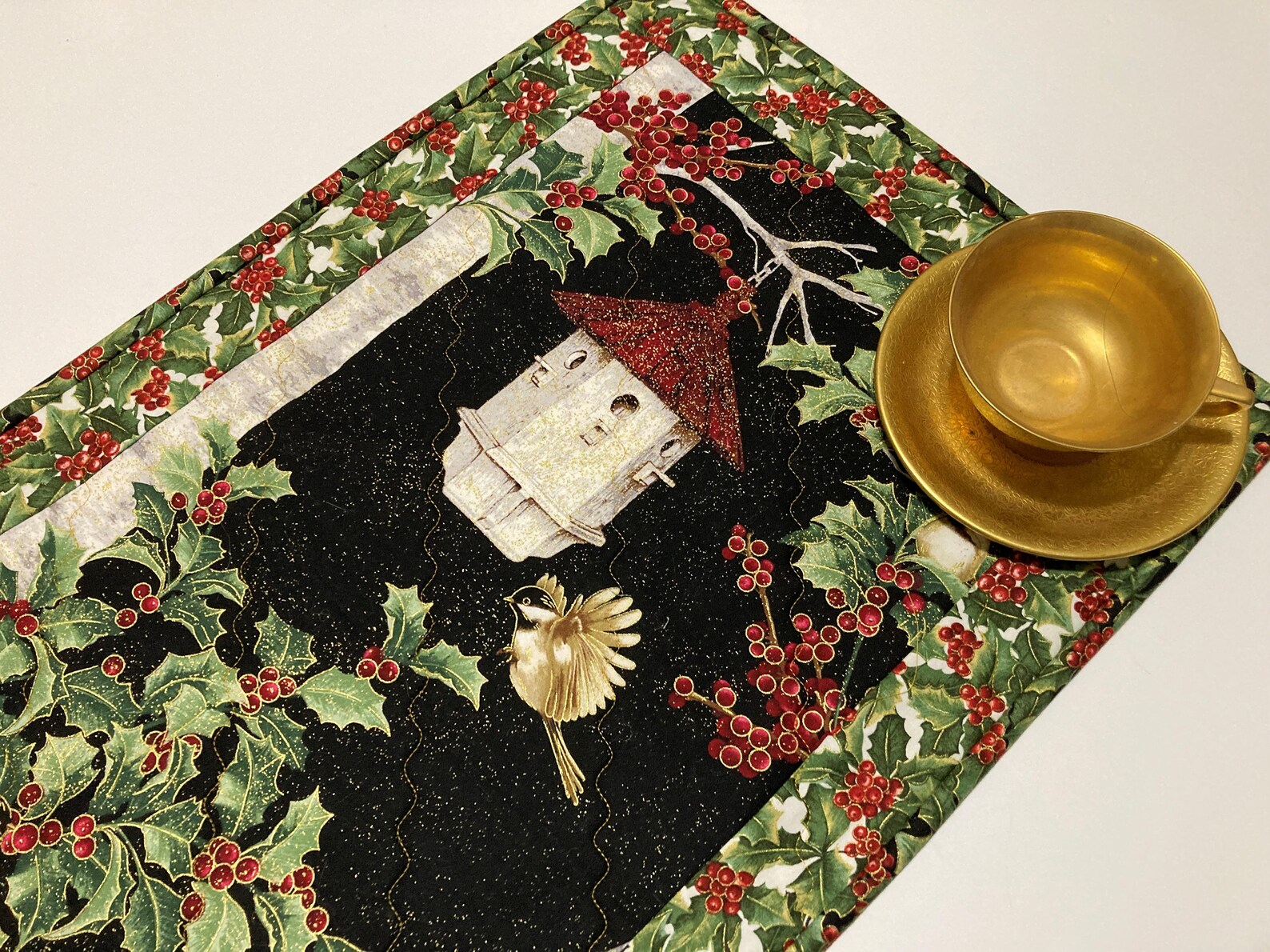 Christmas Quilted Table Runner Elegant Christmas Quilted - Etsy