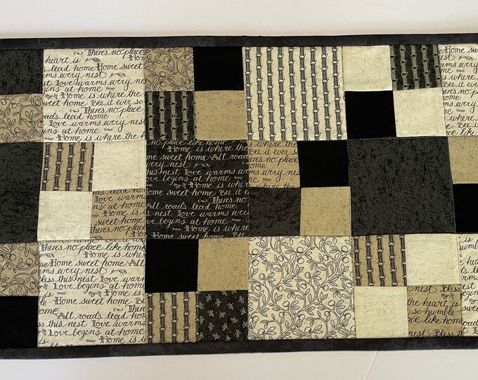 Neutral Colors Quilted Table Runner, Man Cave Décor, Coffee Table ...