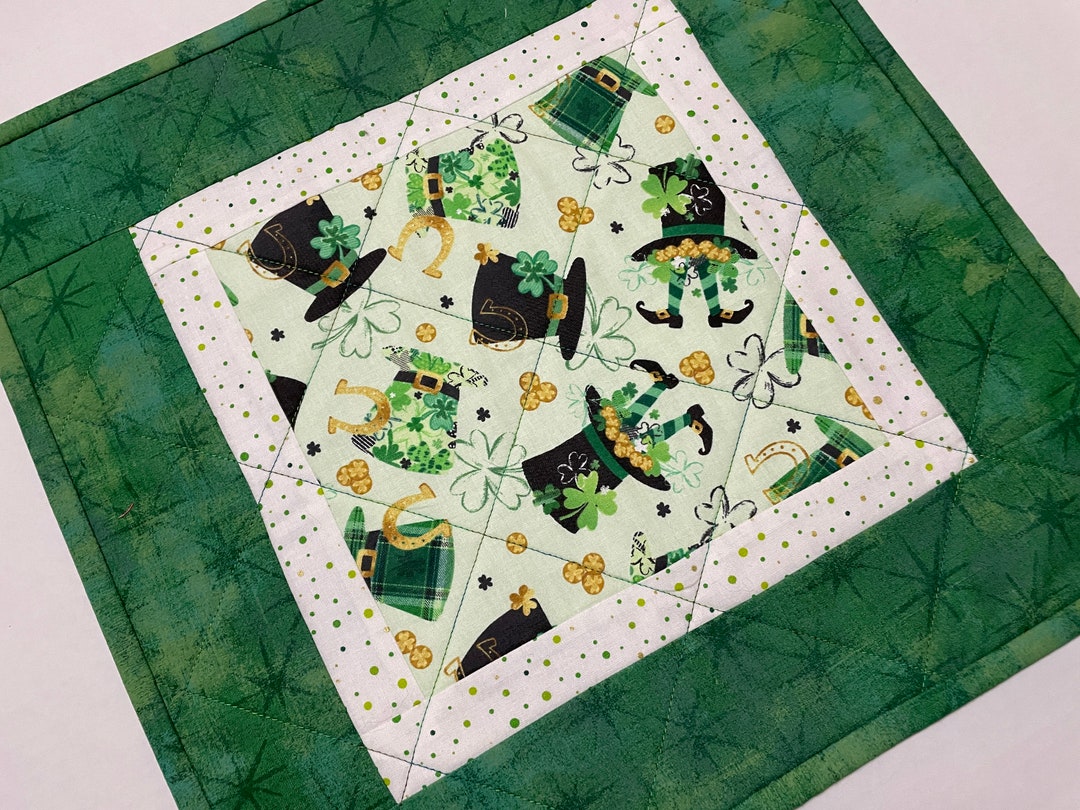 St. Patricks Day Table Topper, Dancing Leprechauns Quilted Table Runner ...