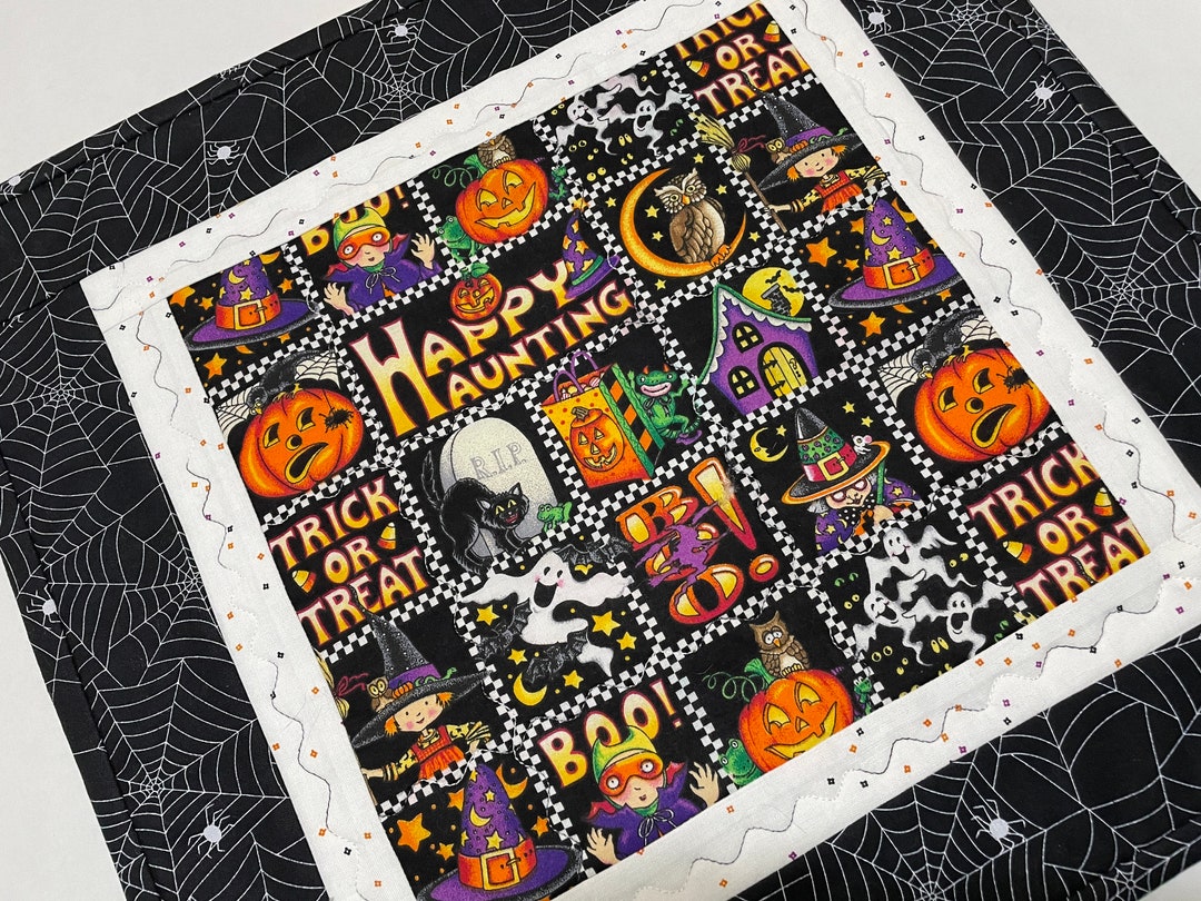 Quilted Halloween Table Topper, Happy Haunting Table Runner, Mary ...
