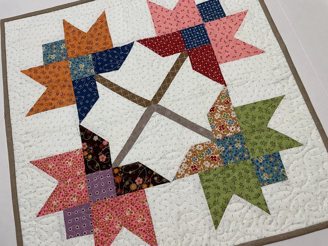 Primitive Quilted Table Runner, Primitive Leaves Quilted Wall Hanging ...