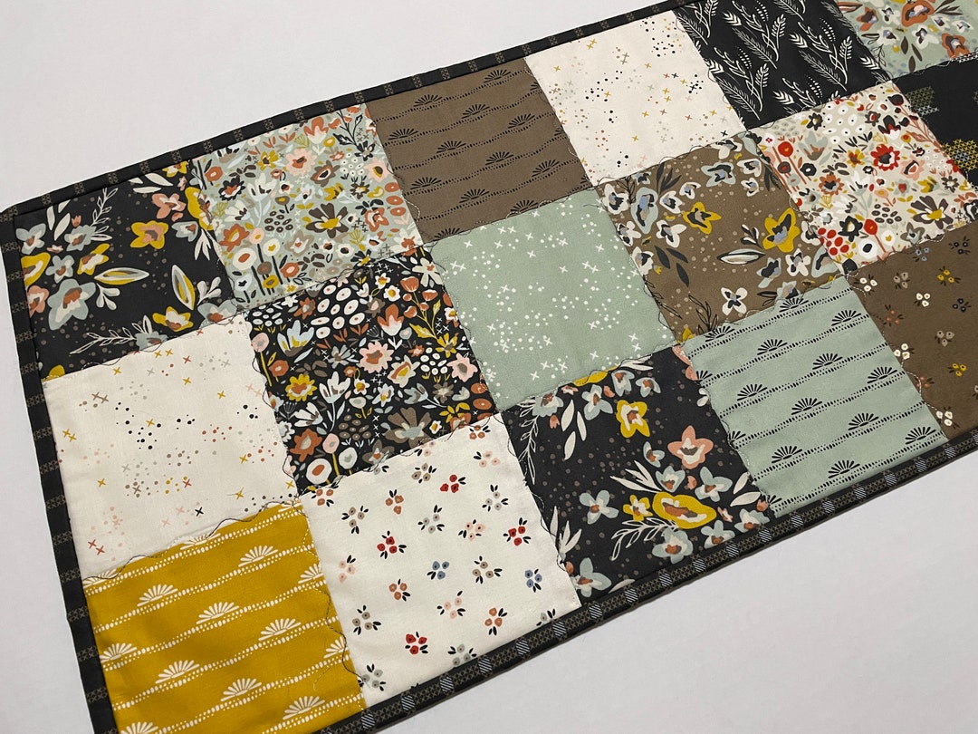 Long Patchwork Quilted Table Runner, Floral Quilted Table Runner ...