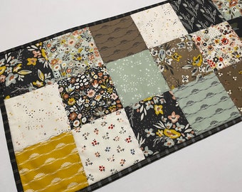 Contemporary Quilted Table Runner, Quilted Table Topper, Modern Table ...