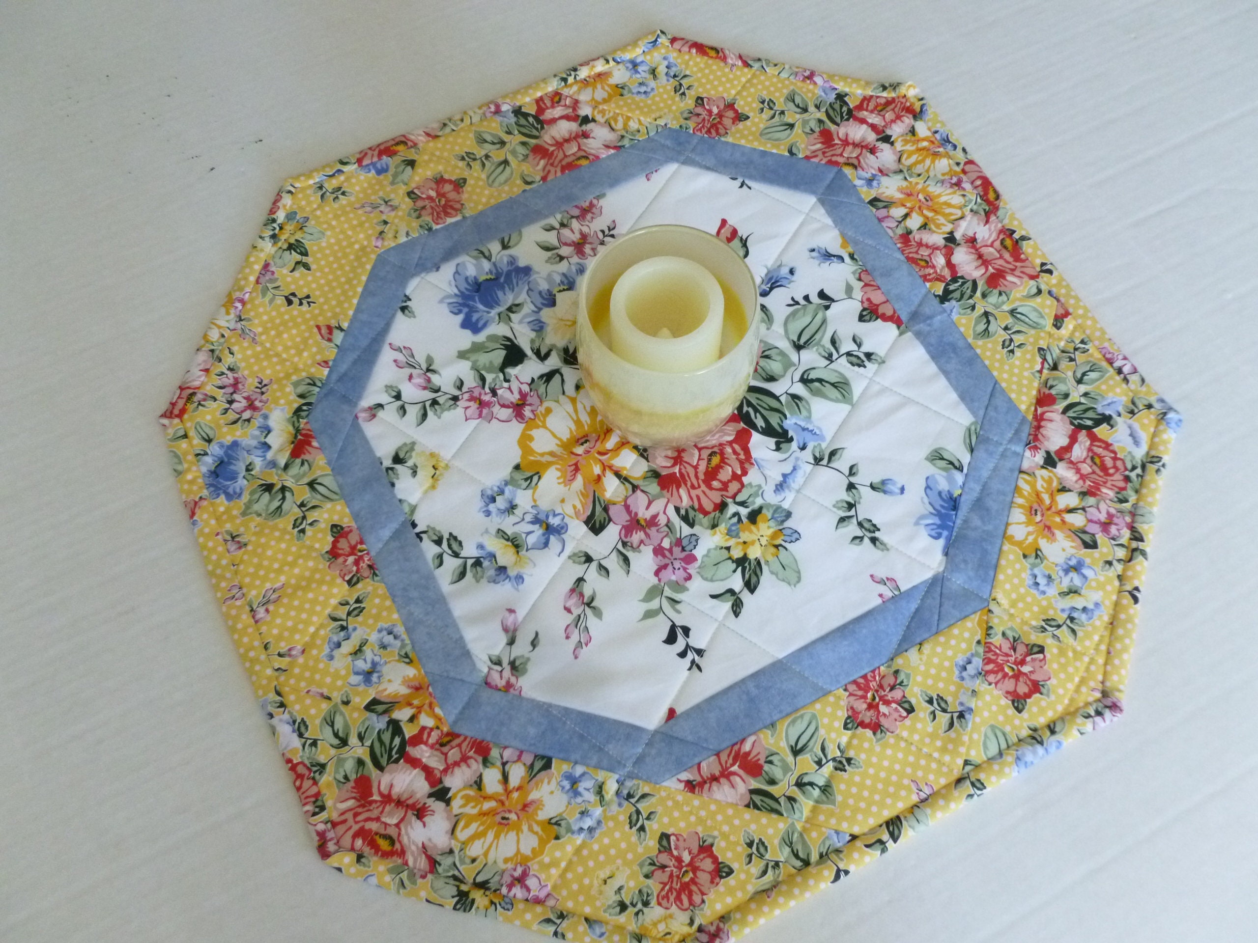 Floral Quilted Table Topper Spring Summer Quilted Table | Etsy