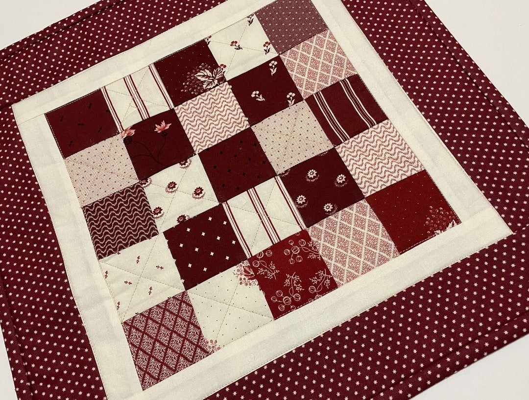 Primitive Quilted Table Runner, Americana Table Topper, Patchwork Table ...