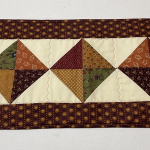 Primitive Quilted Table Runner, Long Quilted Table Runner, Earth Tones ...
