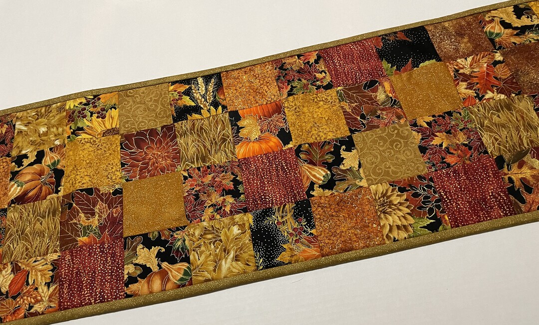 Elegant Fall Quilted Table Runner, Autumn Quilted Table Runner, Fall ...