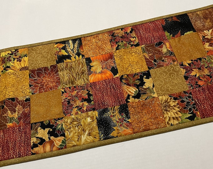 Elegant Fall Quilted Table Runner, Autumn Quilted Table Runner, Fall ...