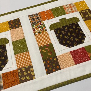 Patchwork Quilted Table Runner, Fall Quilted Table Topper, Fall Leaves Table Runner, Acorn Table ...