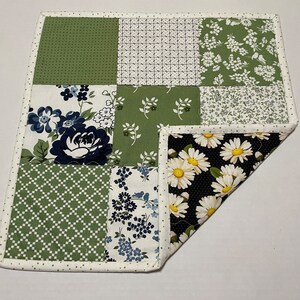 Spring Floral Quilted Table Topper, Patchwork Quilted Table Runner, Patchwork Quilted Candle Mat ...
