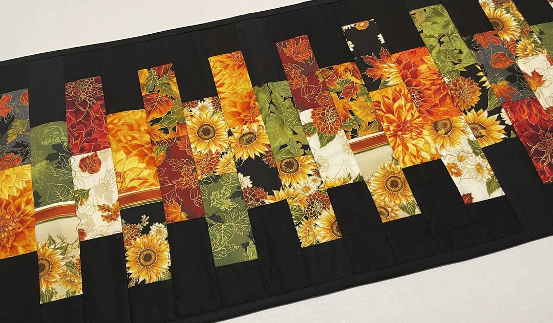 Elegant Fall Quilted Table Runner, Fall Floral Quilted Table Topper ...