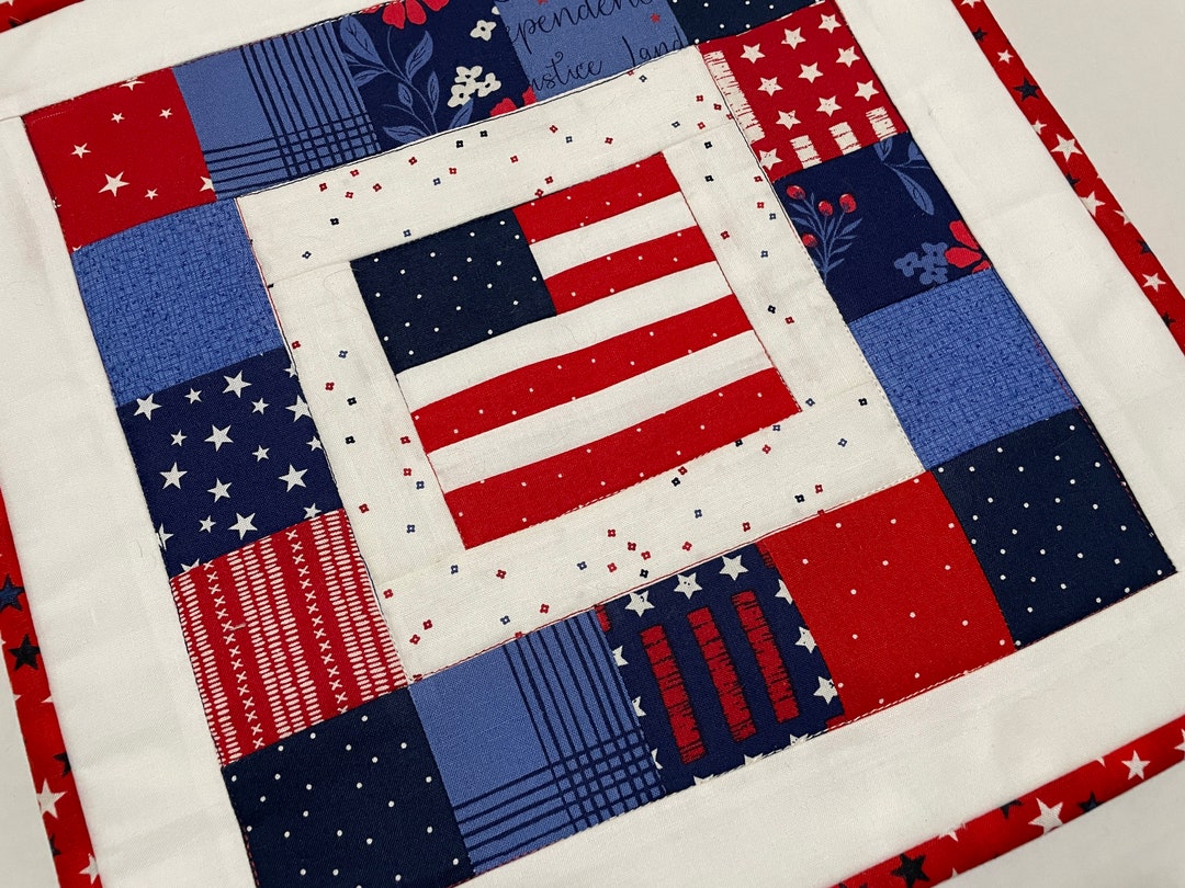 Patriotic Quilted Table Runner, American Flag Quilted Wall Hanging ...