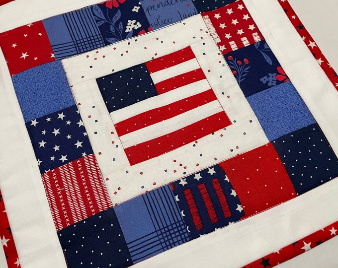 Patriotic Quilted Table Runner, American Flag Quilted Wall Hanging ...