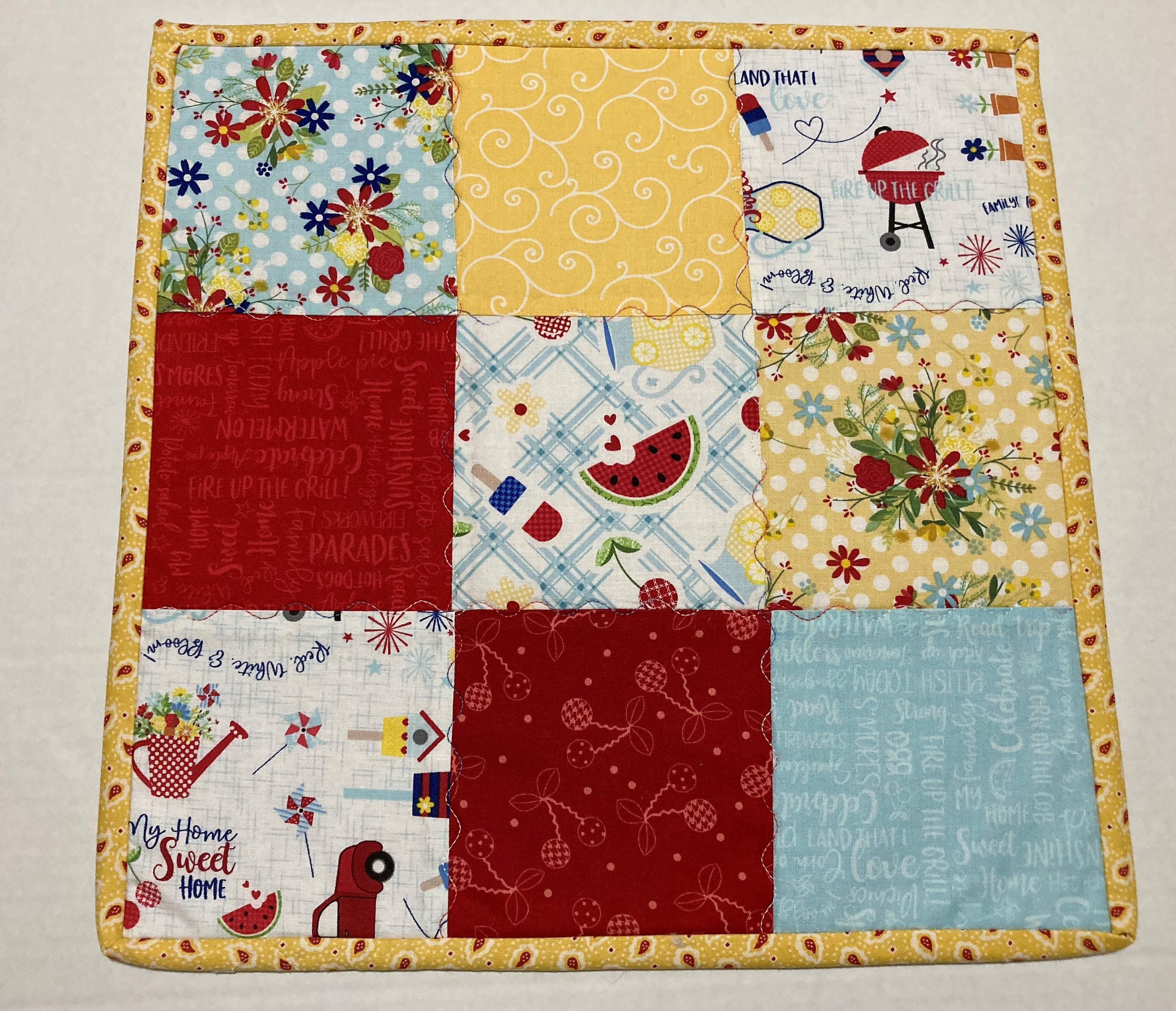 Summer Quilted Table Topper Summer BBQ Table Runner Retro - Etsy
