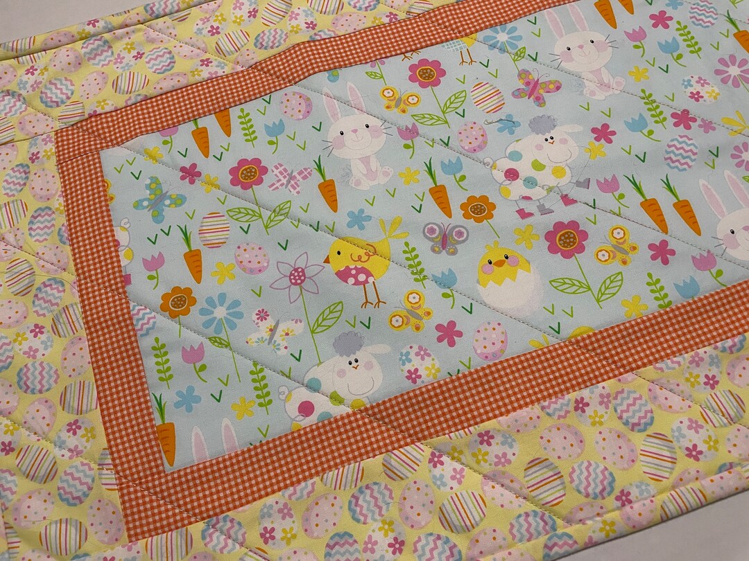 Easter Quilted Table Runner, Spring Quilted Table Runner, Easter Eggs Quilted Table Runner ...