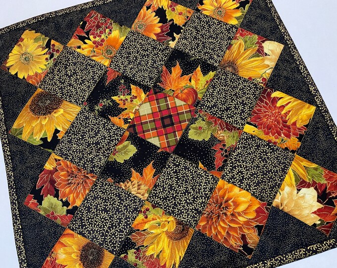 Elegant Fall Quilted Table Topper, Sunflower Quilted Table Runner ...