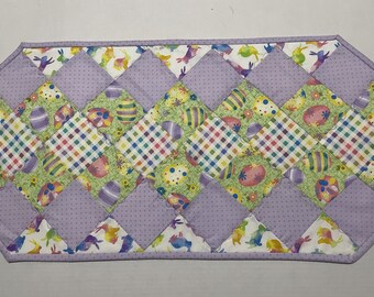 Easter Quilted Table Runner, Easter Table Topper, Patchwork Quilted Table Runner, Spring Table ...