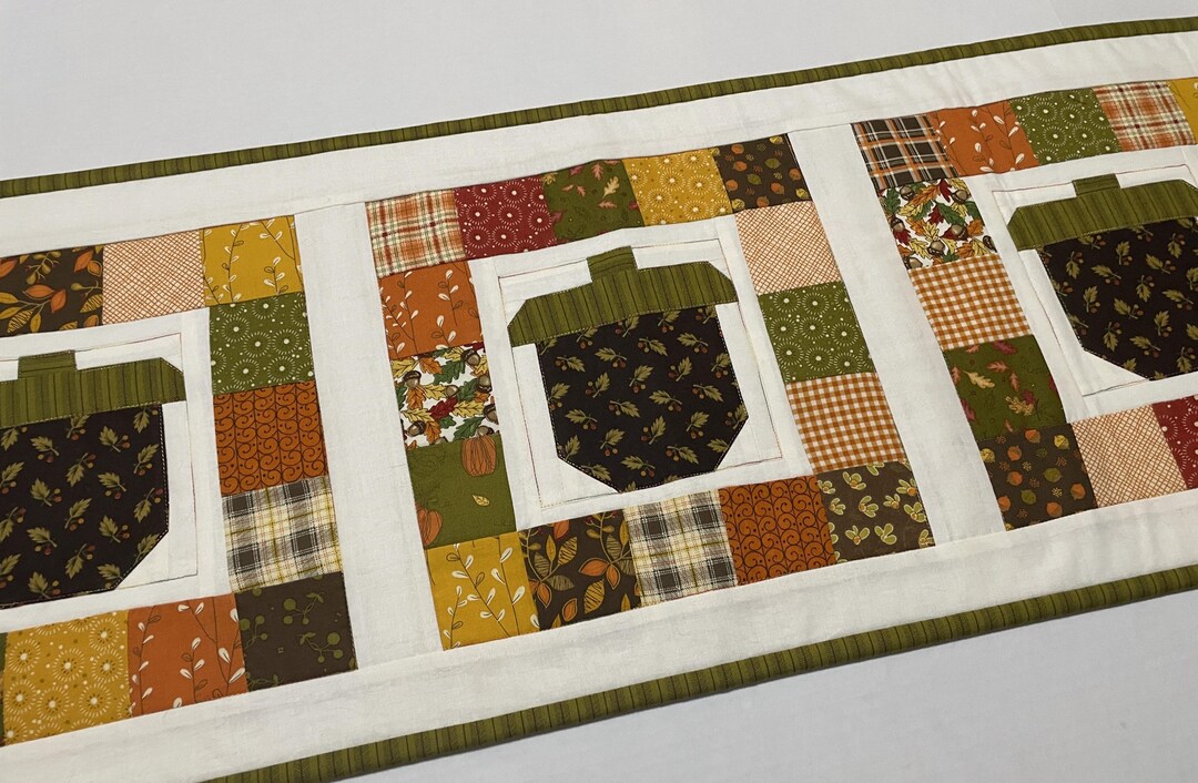 Patchwork Quilted Table Runner, Fall Quilted Table Topper, Fall Leaves ...