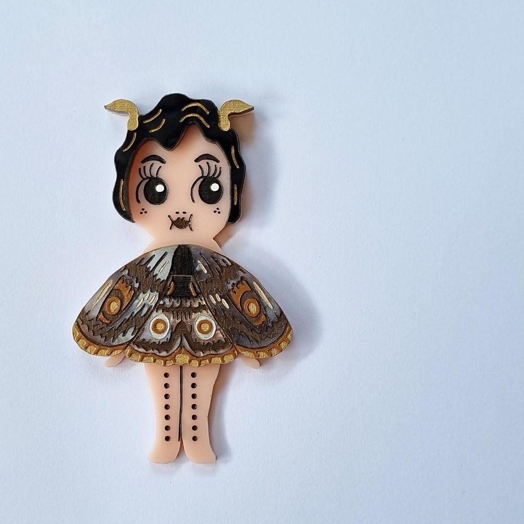 Miss Mothman Maeve Kewpie Babe Wearable Art Brooch by Winnifreds ...