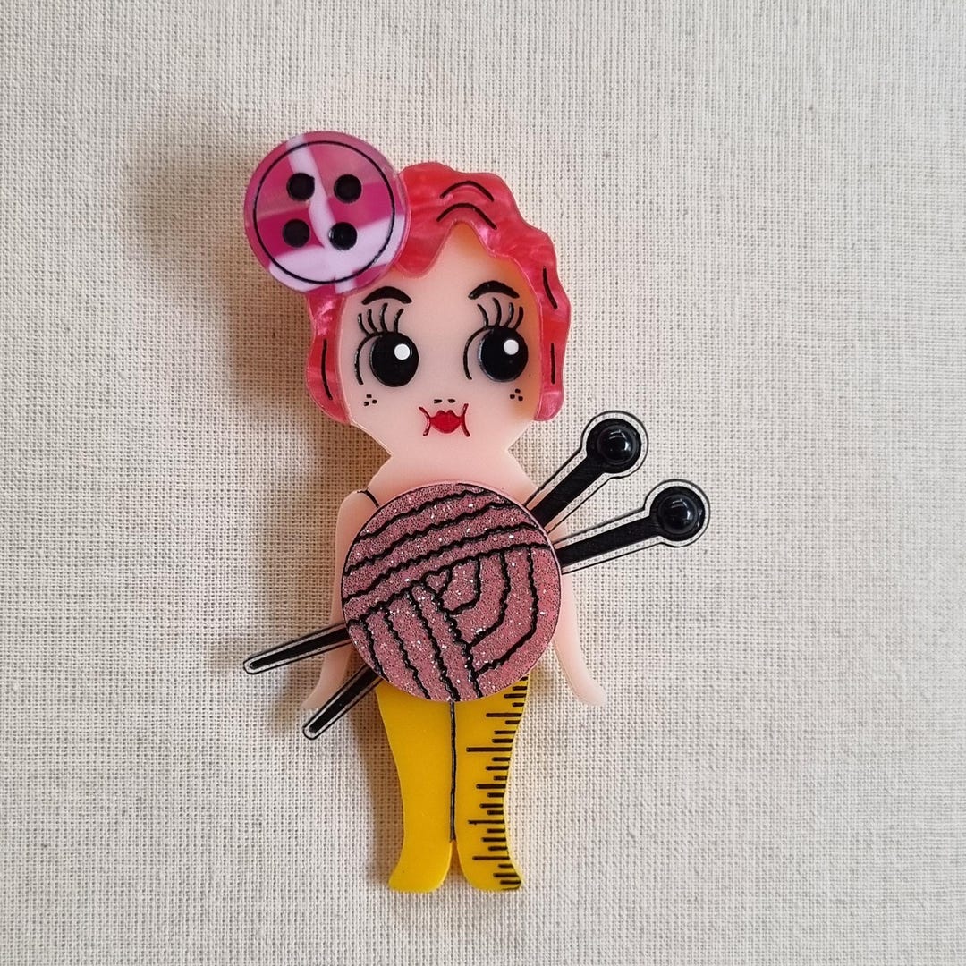 Miss Sew Buttons (perfect Plaid Edition) Kewpie Babe Wearable Art ...