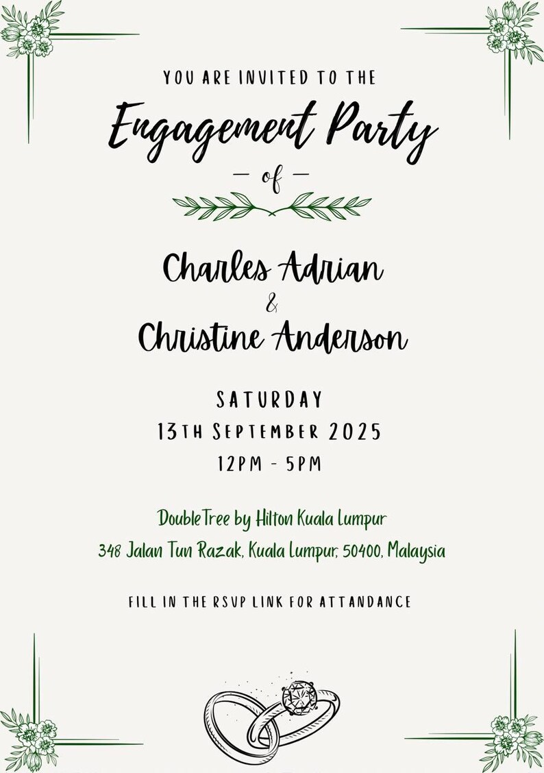 Digital Engagement Invitation Card, Engagement Invitation Template ...