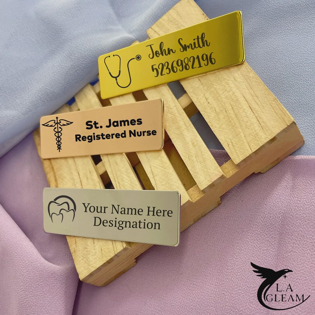 Personalized School Badge: Laser Engraved Custom Name Tag Pin - Etsy