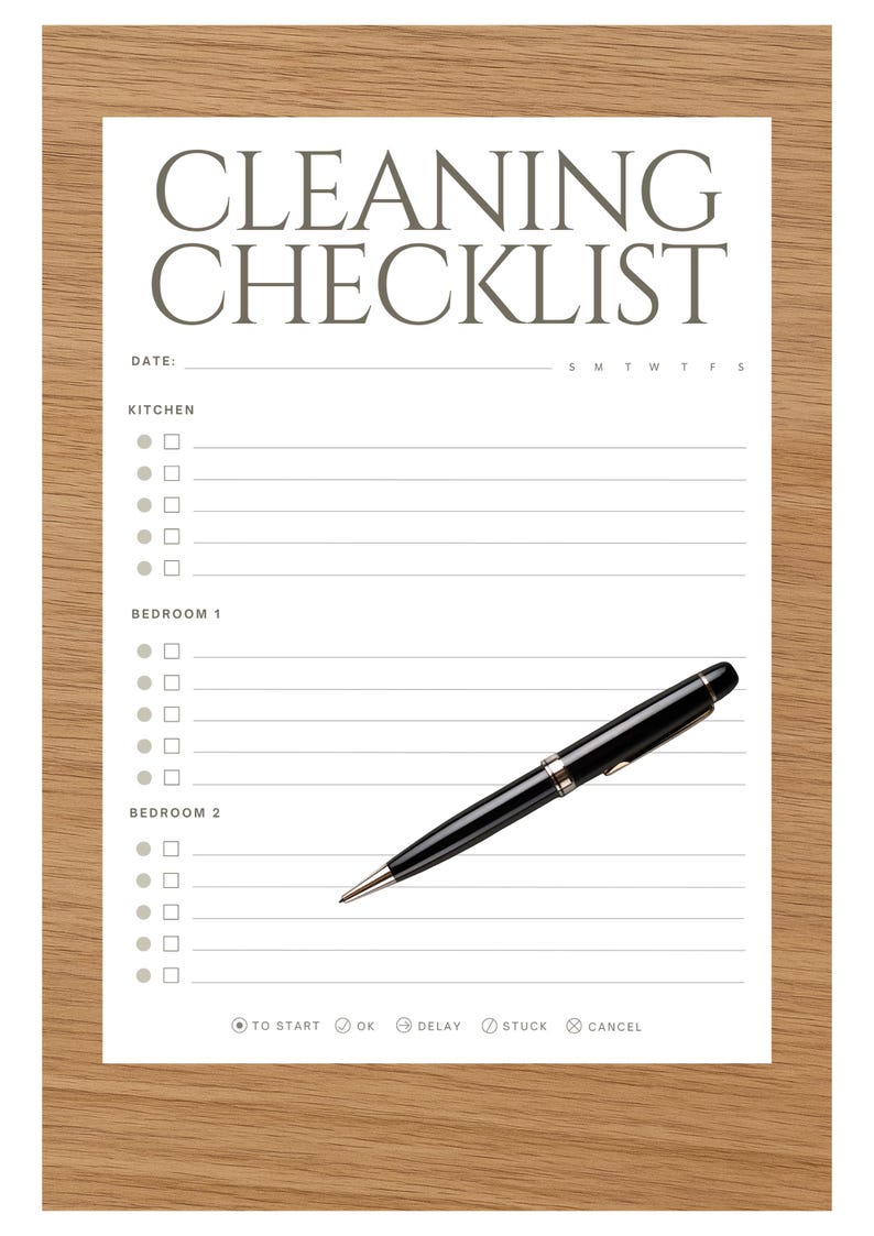 Cleaning Reminders List and Checklist, Comprehensive List of Items to ...