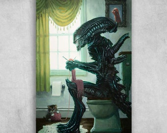 Alien Toilet Poster - Etsy