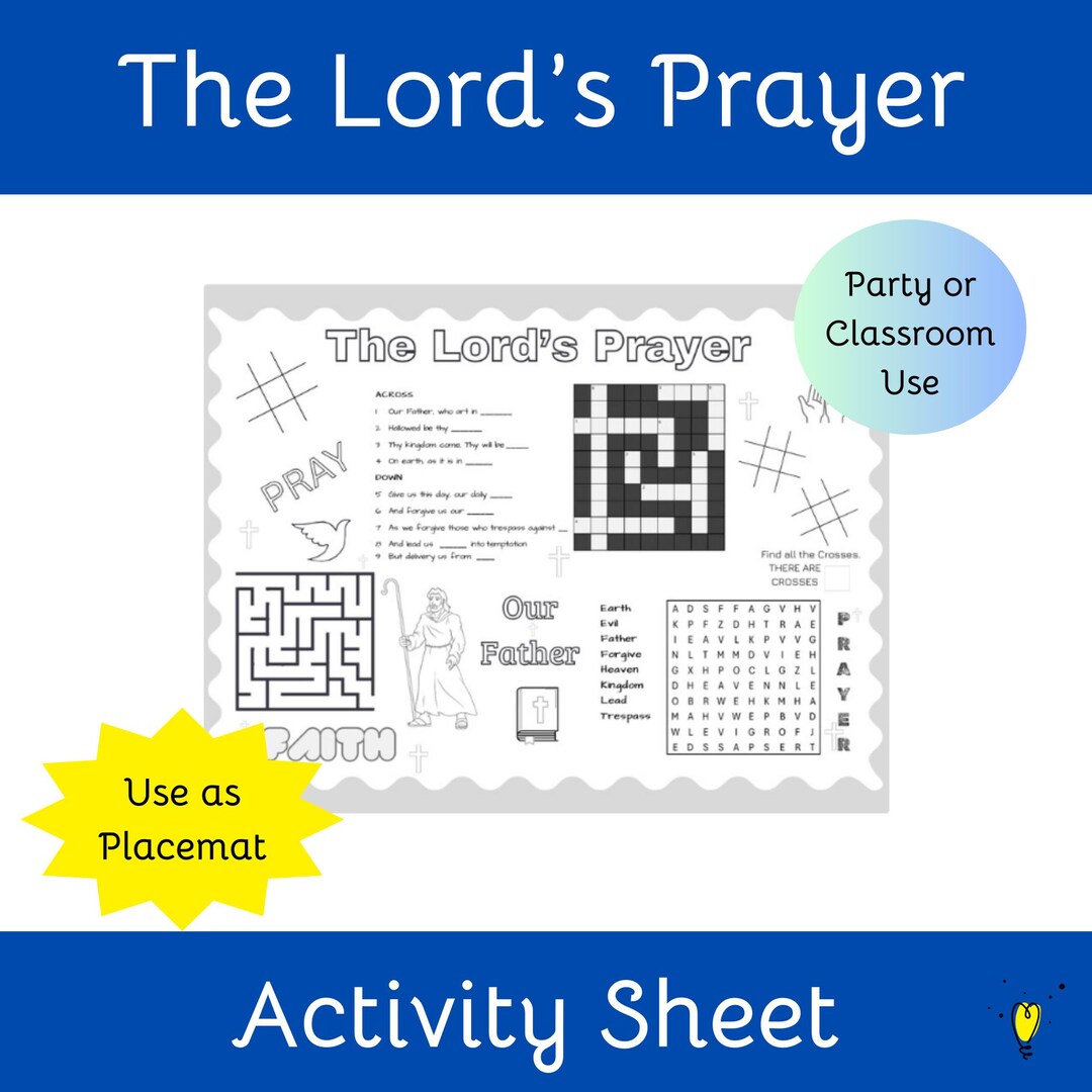The Lord's Prayer/our Father Activity Page / Placemat - Etsy UK
