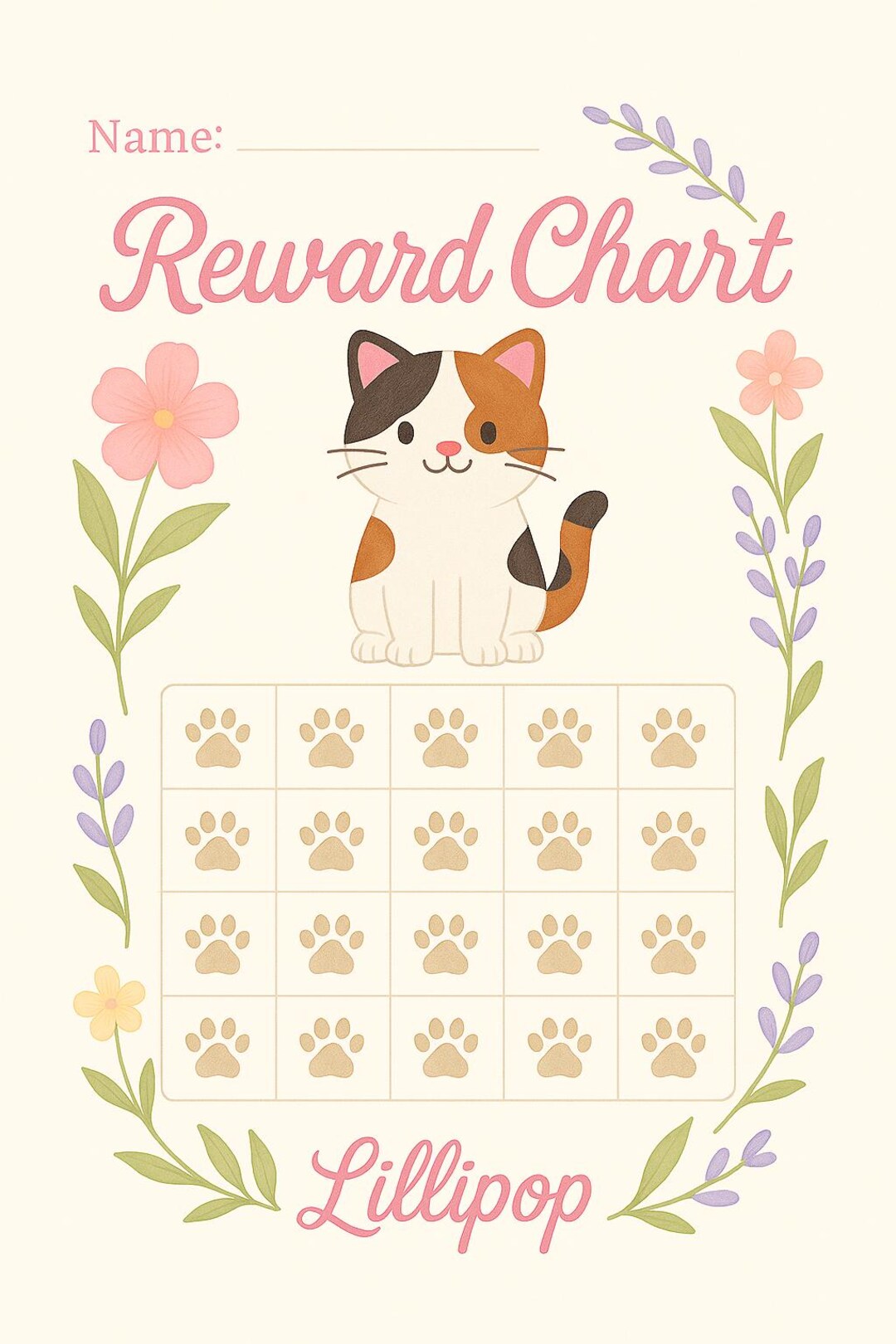 Kitty Cat Reward Chart Printable | Kids' Behavior Tracker (digital ...