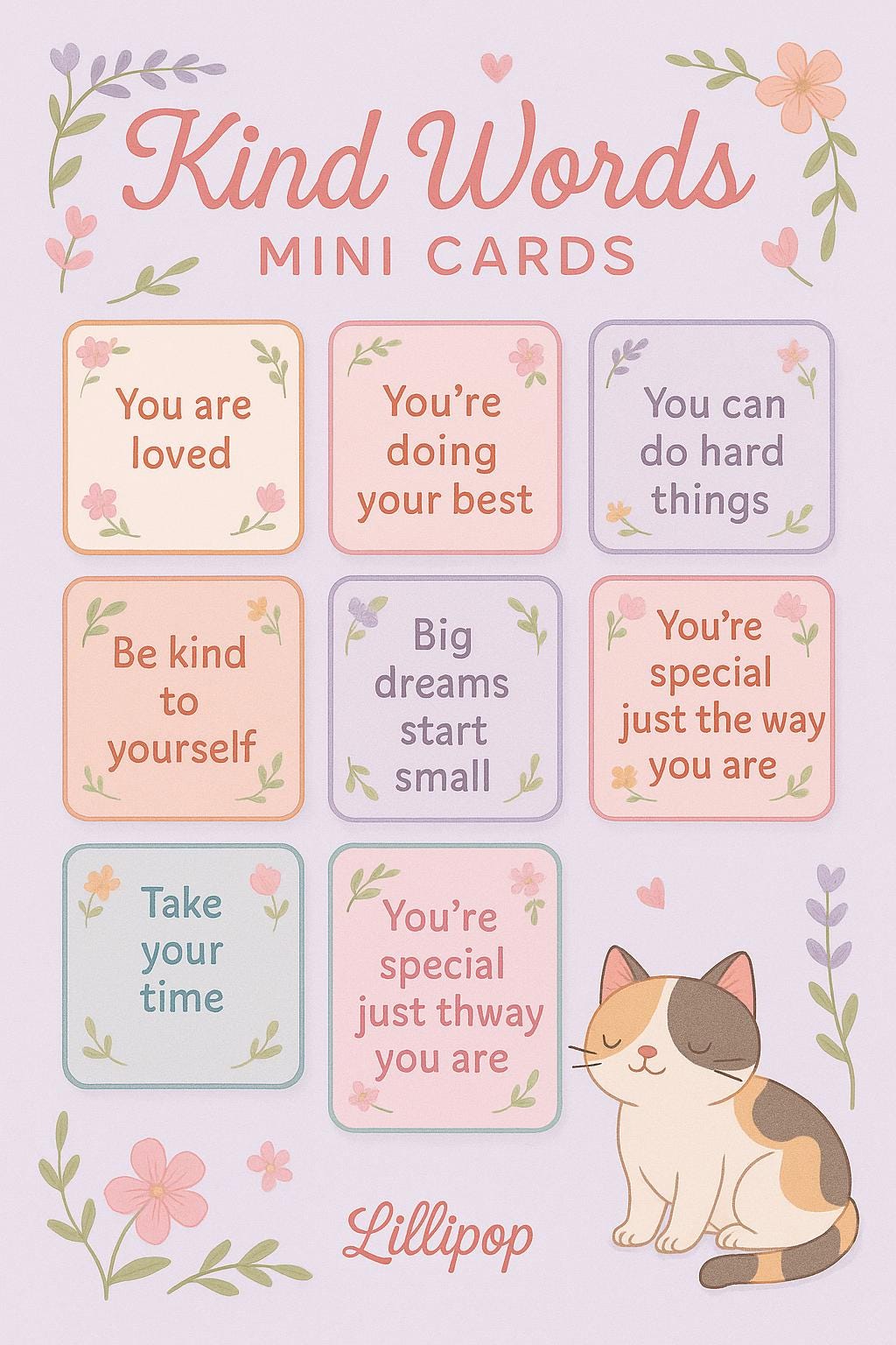 Kind Words Mini Affirmation Cards | Printable Lunchbox Notes for Kids ...