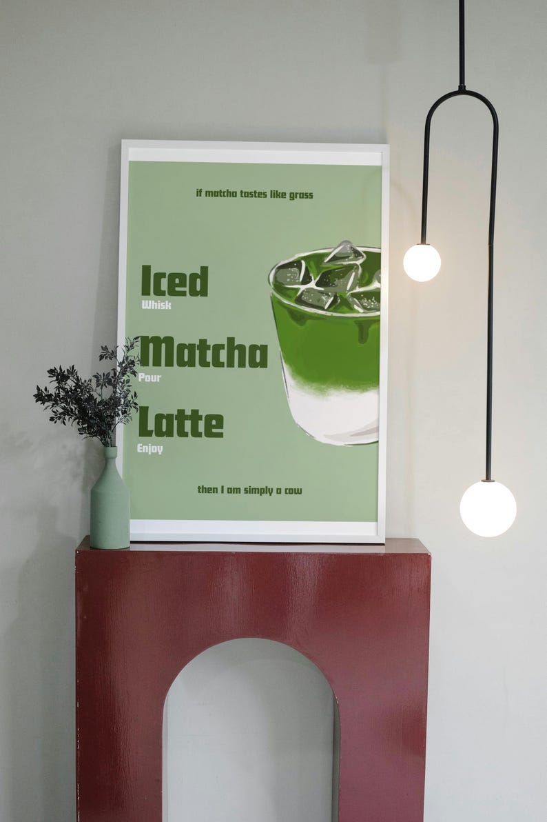 Matcha Wall Art Printable | Modern Minimalist Matcha Poster | Digital ...