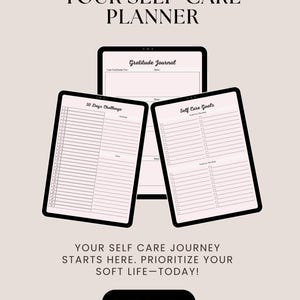 Self-care Digital Planner | Printable A4 Wellness + Mood Tracker | Soft ...