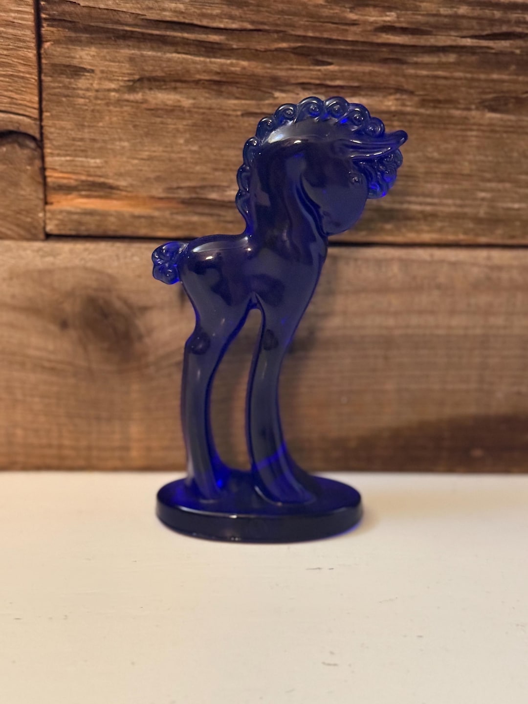 Mosser Vintage Glass Blue Glossy Pony Figurine – Glass Horse | Marked ...
