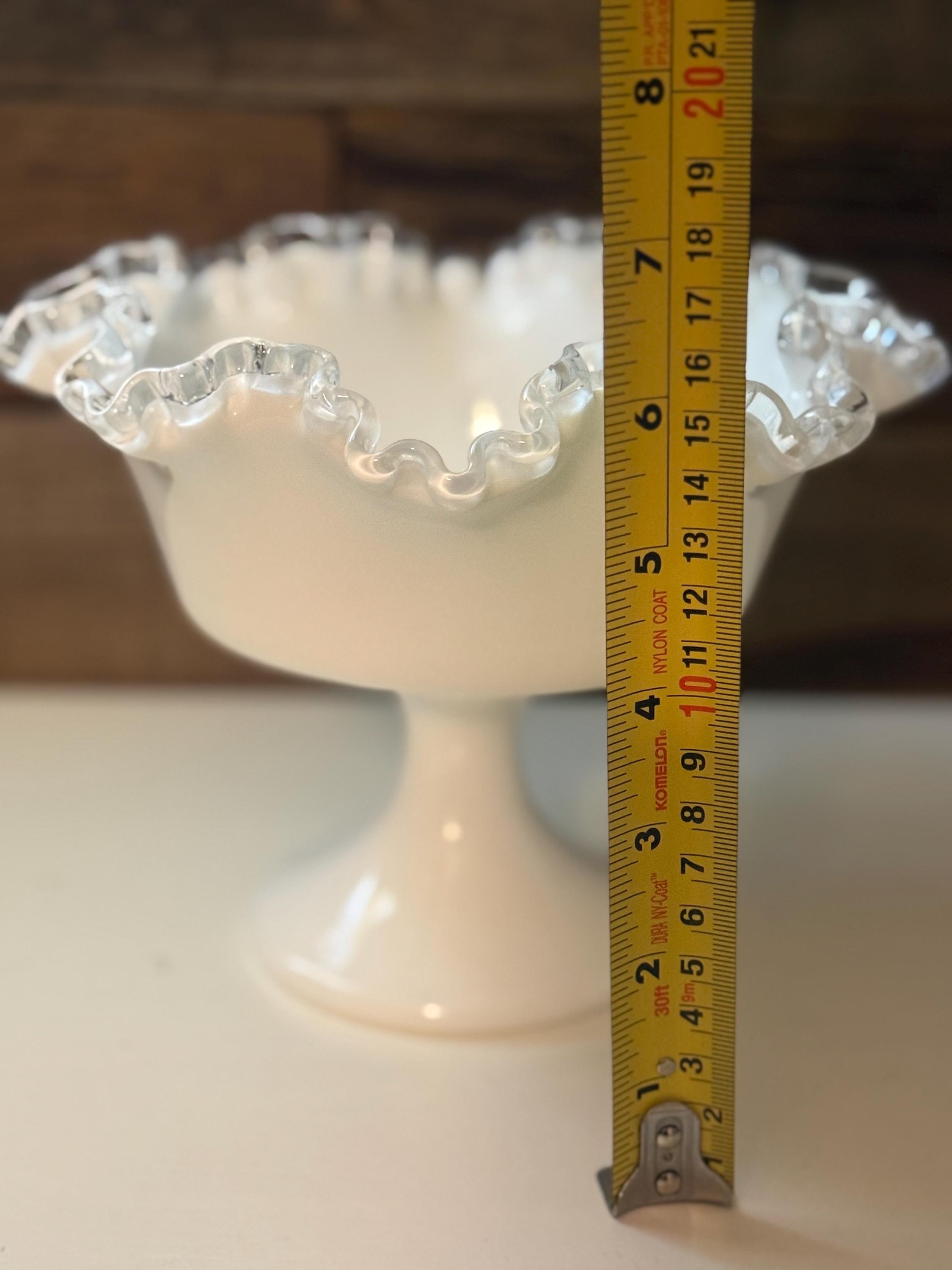 Fenton Vintage Milk Glass Compote | White Pedestal Bowl With Clear ...
