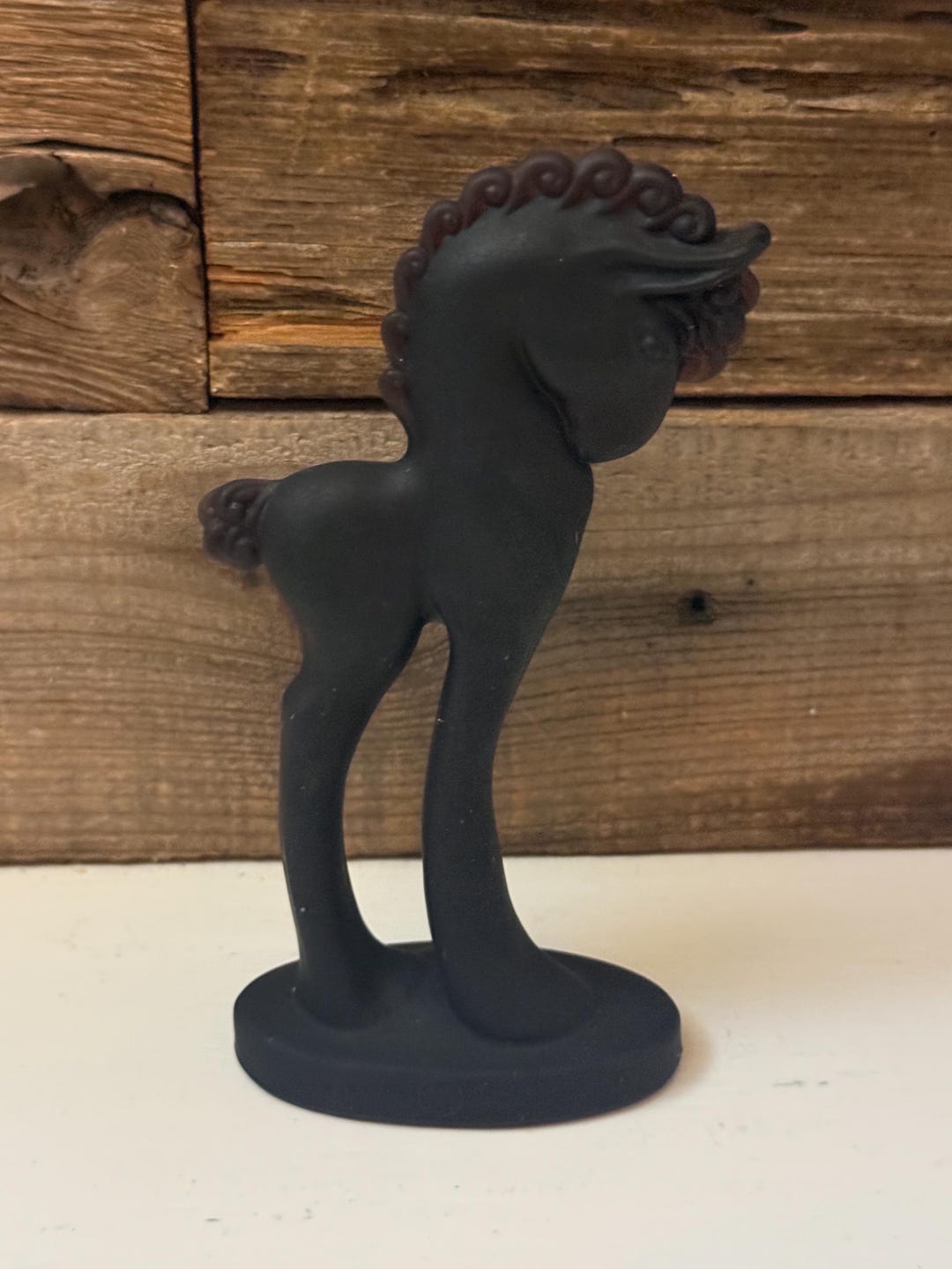 Mosser Vintage Glass Black Satin Pony Figurine With Brown Mane | Marked ...