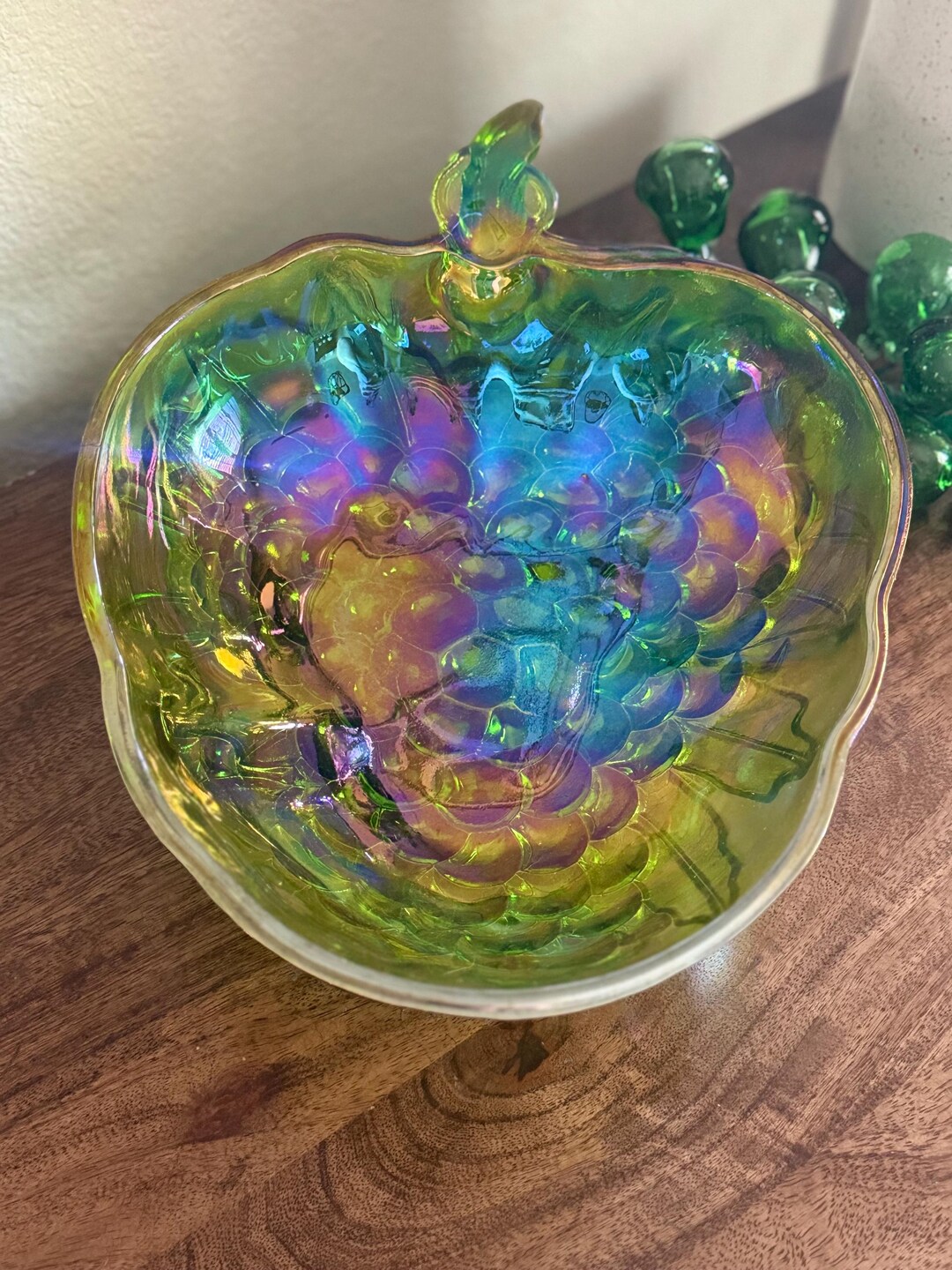 Indiana Glass Iridescent Carnival Glass Bowl – Grape Cluster Pattern ...