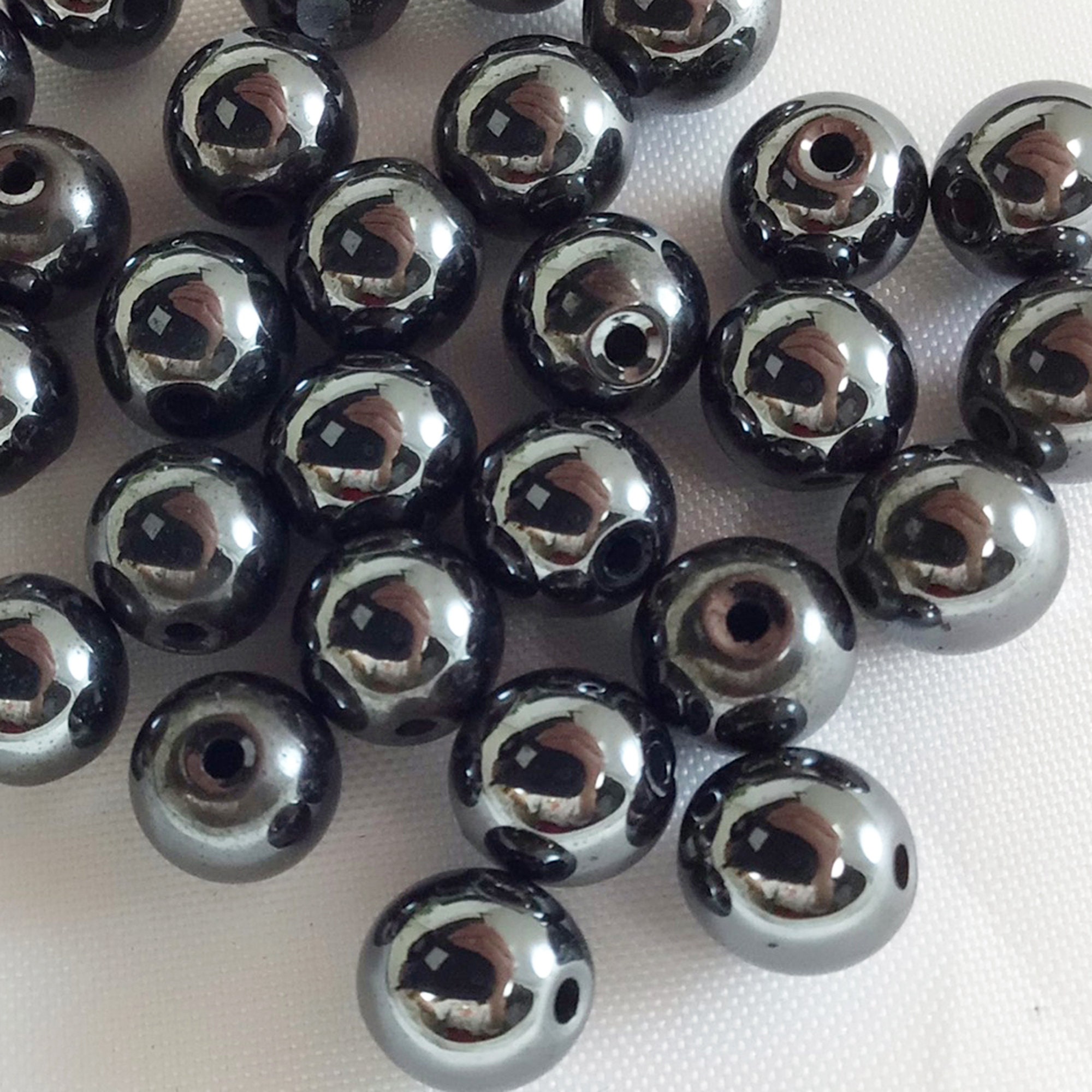 Metal Hematite Round Beads Natural Gemstone Smooth Loose Bead 4mm 6mm ...