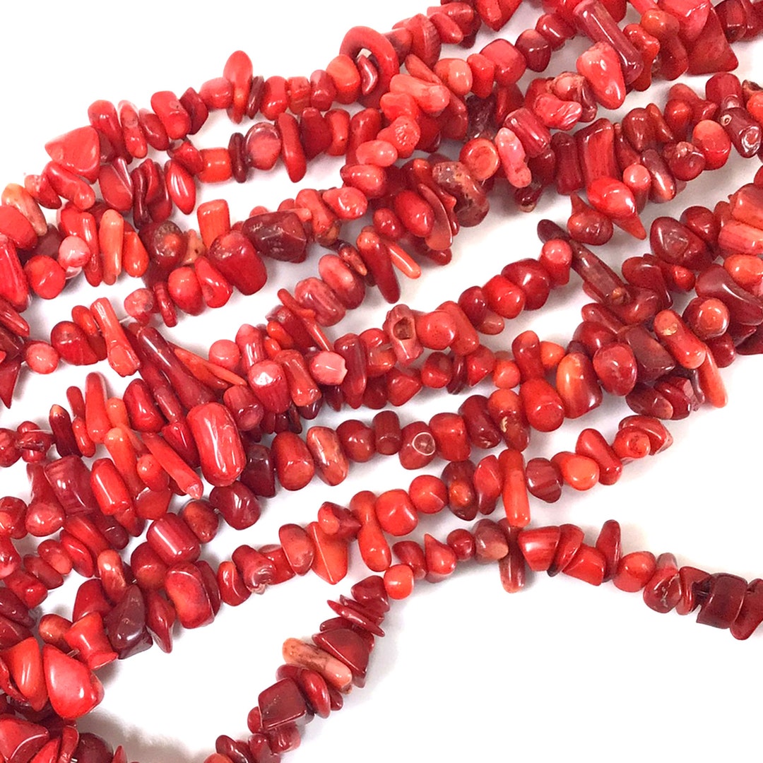 Red Coral Nugget Branch Chip Natural Gemstone Bead Assorted Stone 15 ...