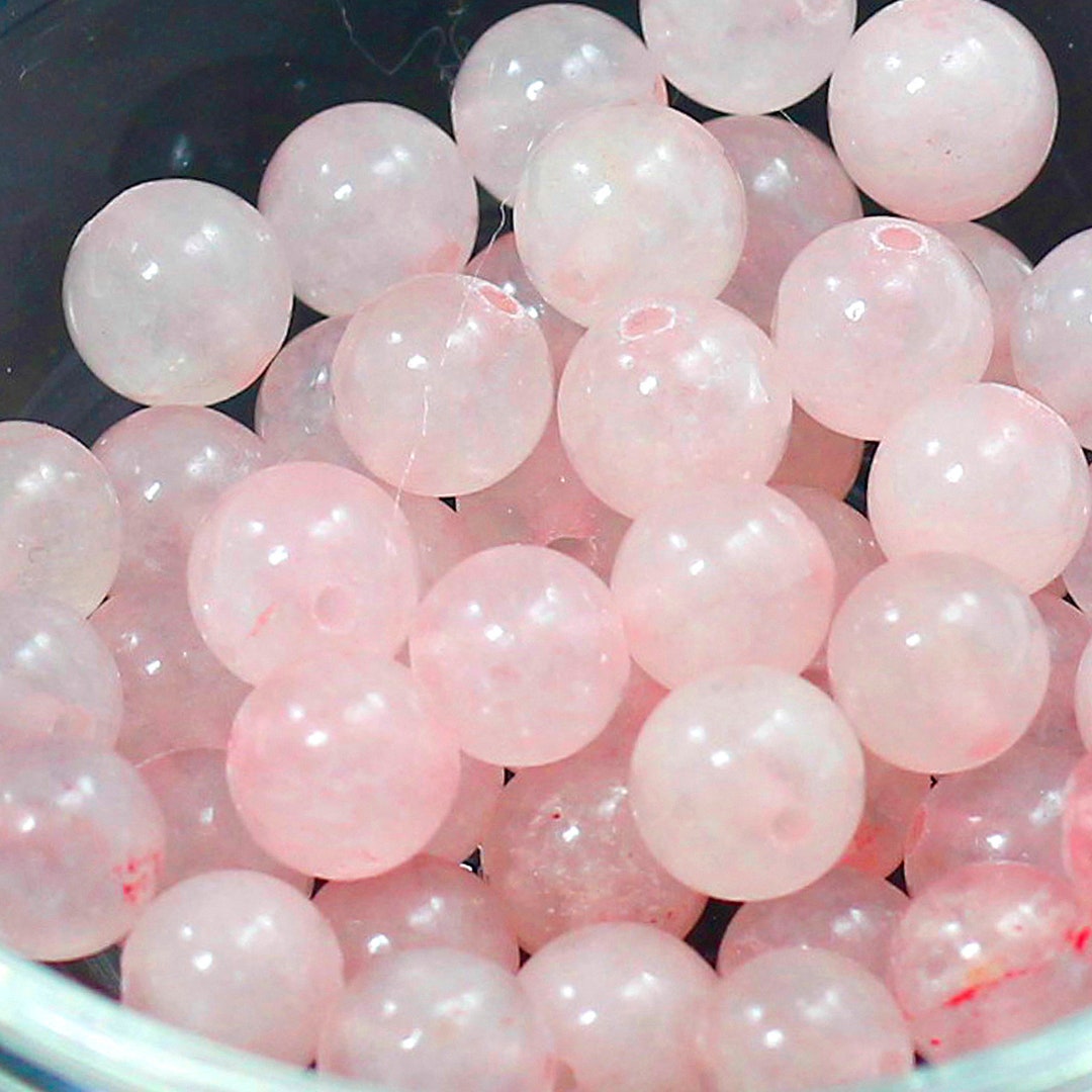 Natural Pink Rose Quartz Round Beads Gemstone Smooth Loose Bead 4mm 6mm ...