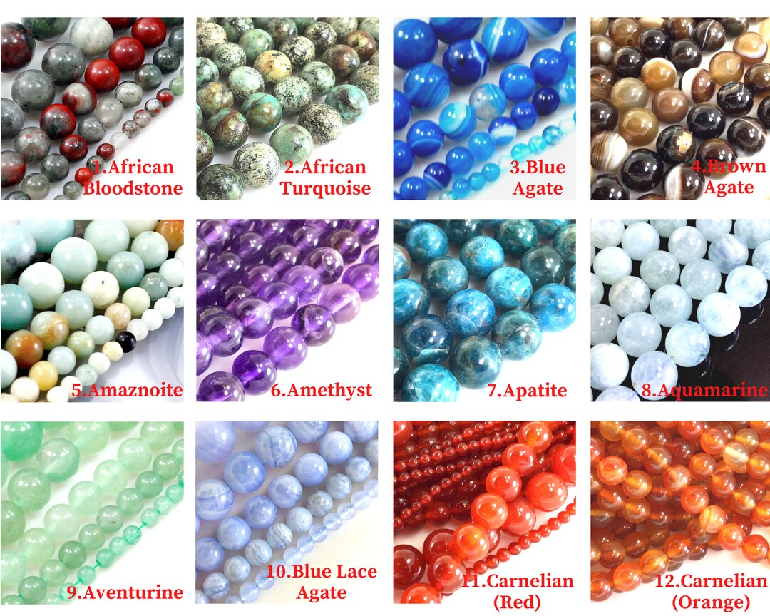 Natural Gemstone Beads Grade AAA Round Loose Beads Bulk Lot - Etsy