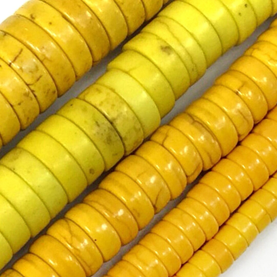 5 Size Yellow Howlite Turquoise Heishi Bead Magnesite Turquoise Flat ...
