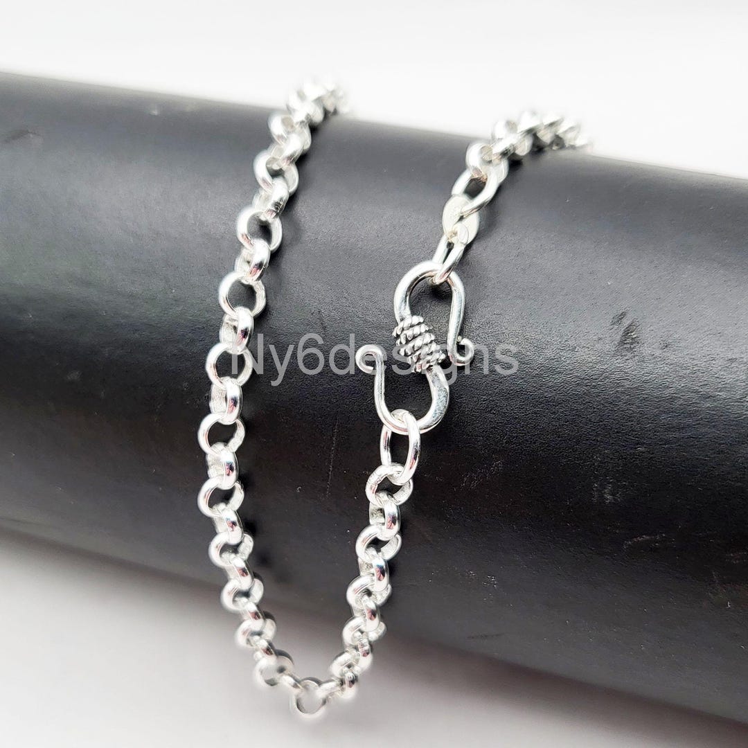 2.4mm Chain 925 Sterling Silver Rolo Chain Soldered Bracelet Necklace ...