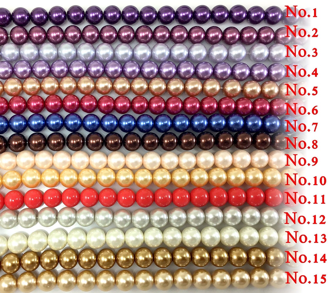 8mm Glass Pearl Beads 15" Strand 8mm Round Beads Pearl Jewelry Wedding ...