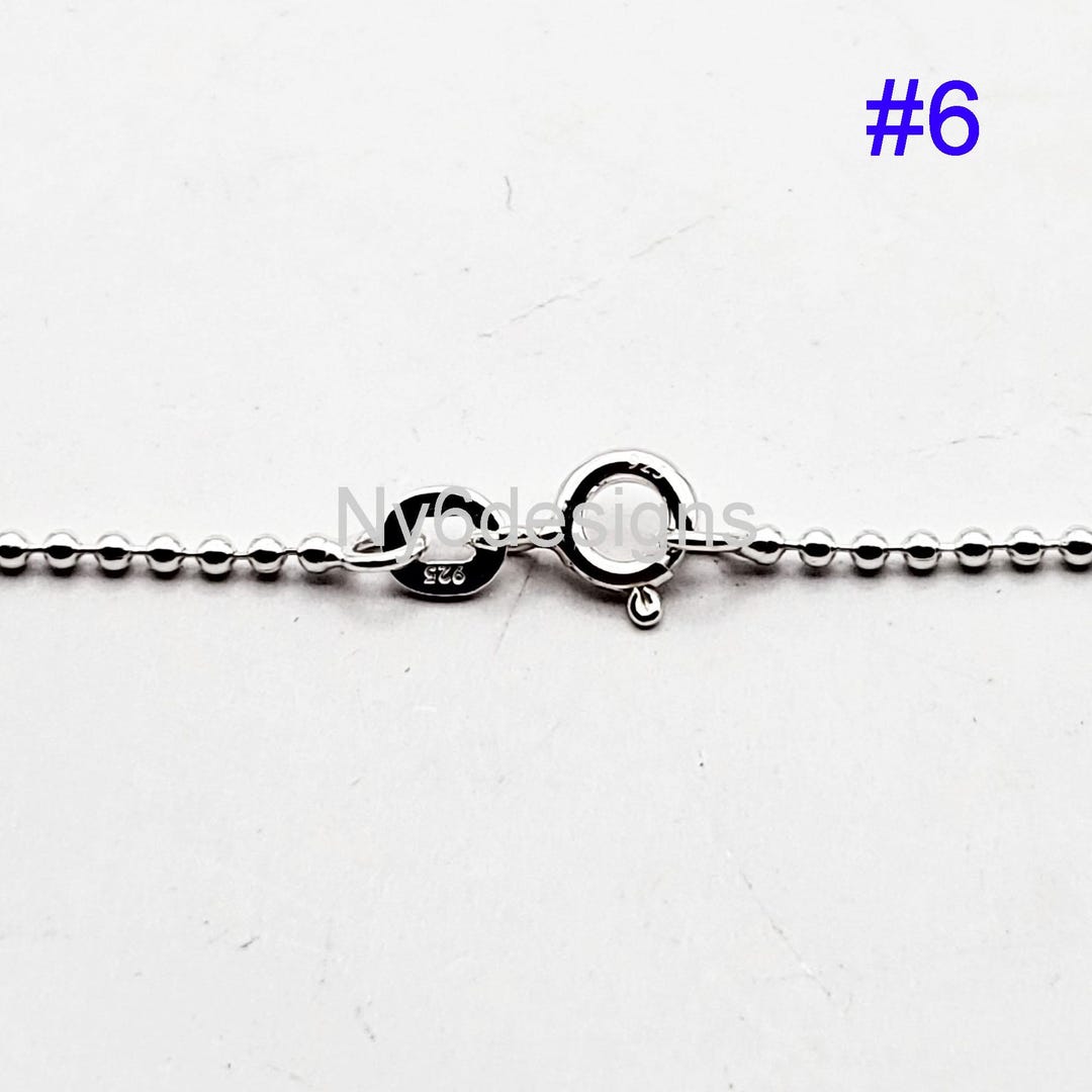 925 Sterling Silver Chain Round Ball Chain With Spring Ring Clasp 16 ...